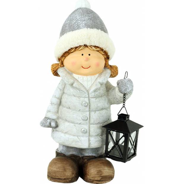 Děvčátko, MgO keramická dekorace s kovovou lucernu na čajovou svíčku ...